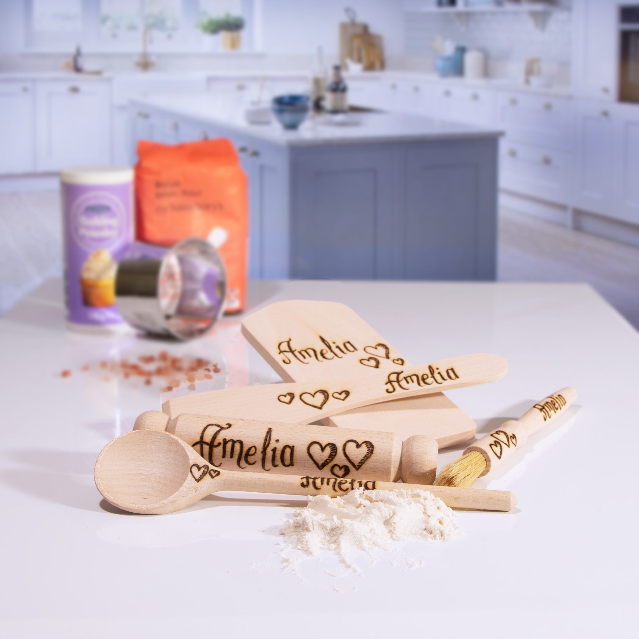 Personalised Childs Wooden Baking Set - Cove Calligraphy