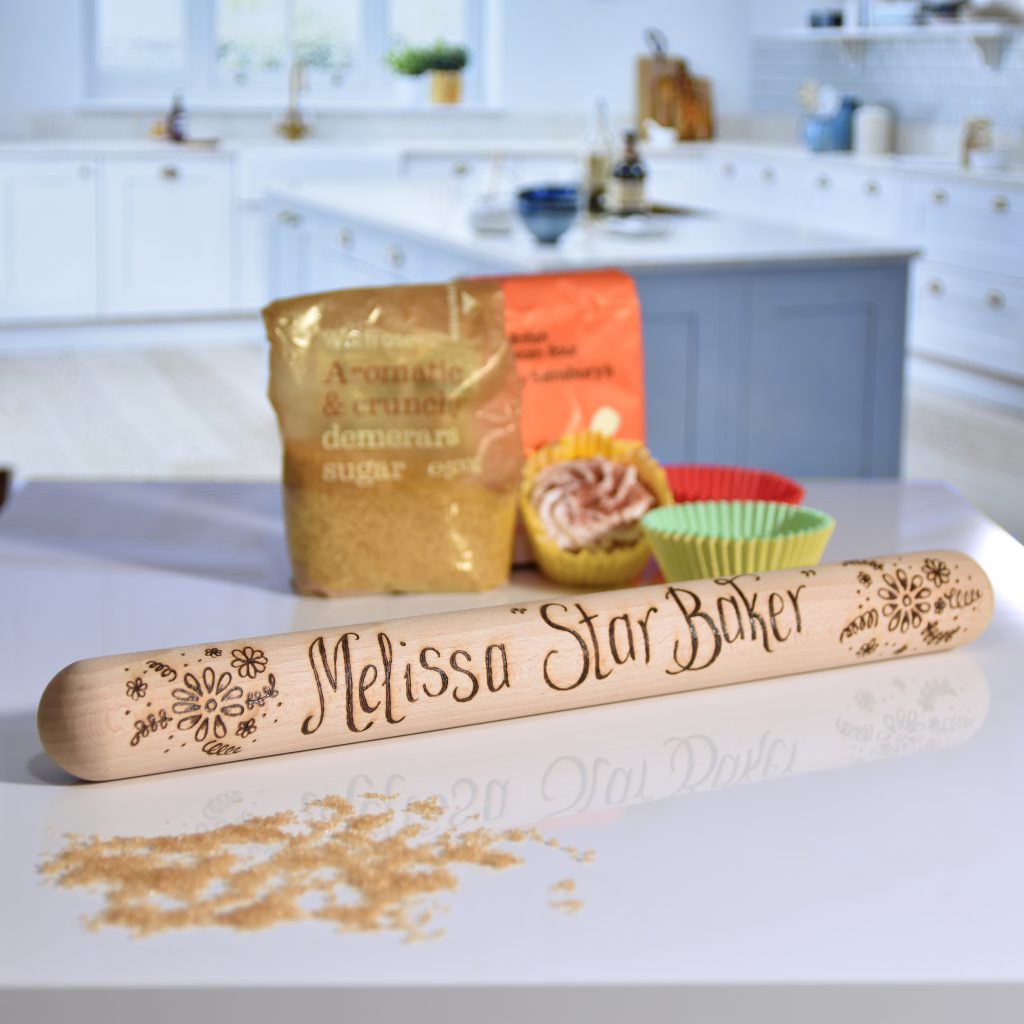 Personalised Wooden Rolling Pin Cove Calligraphy