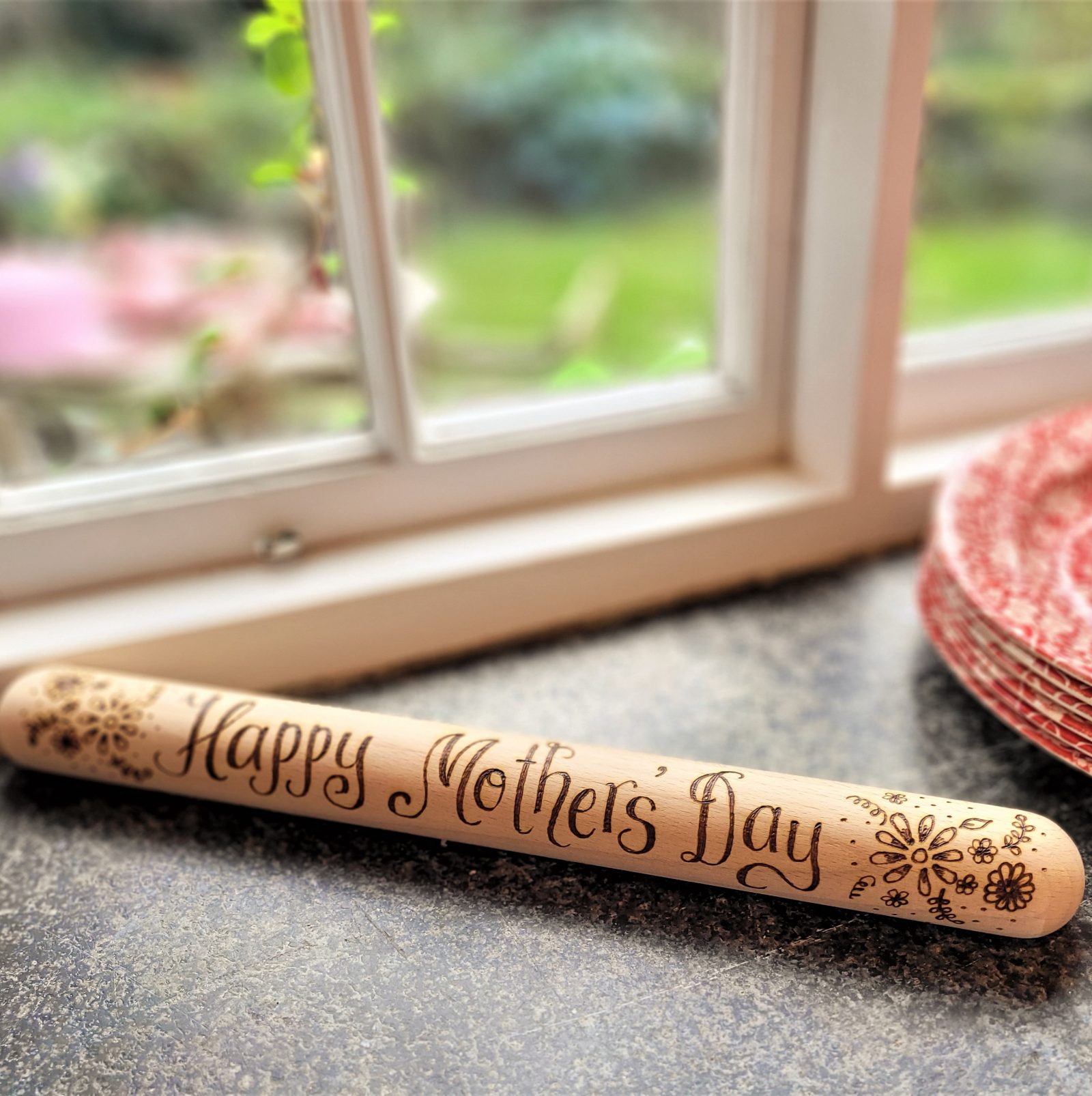 Personalised Wooden Rolling Pin Cove Calligraphy