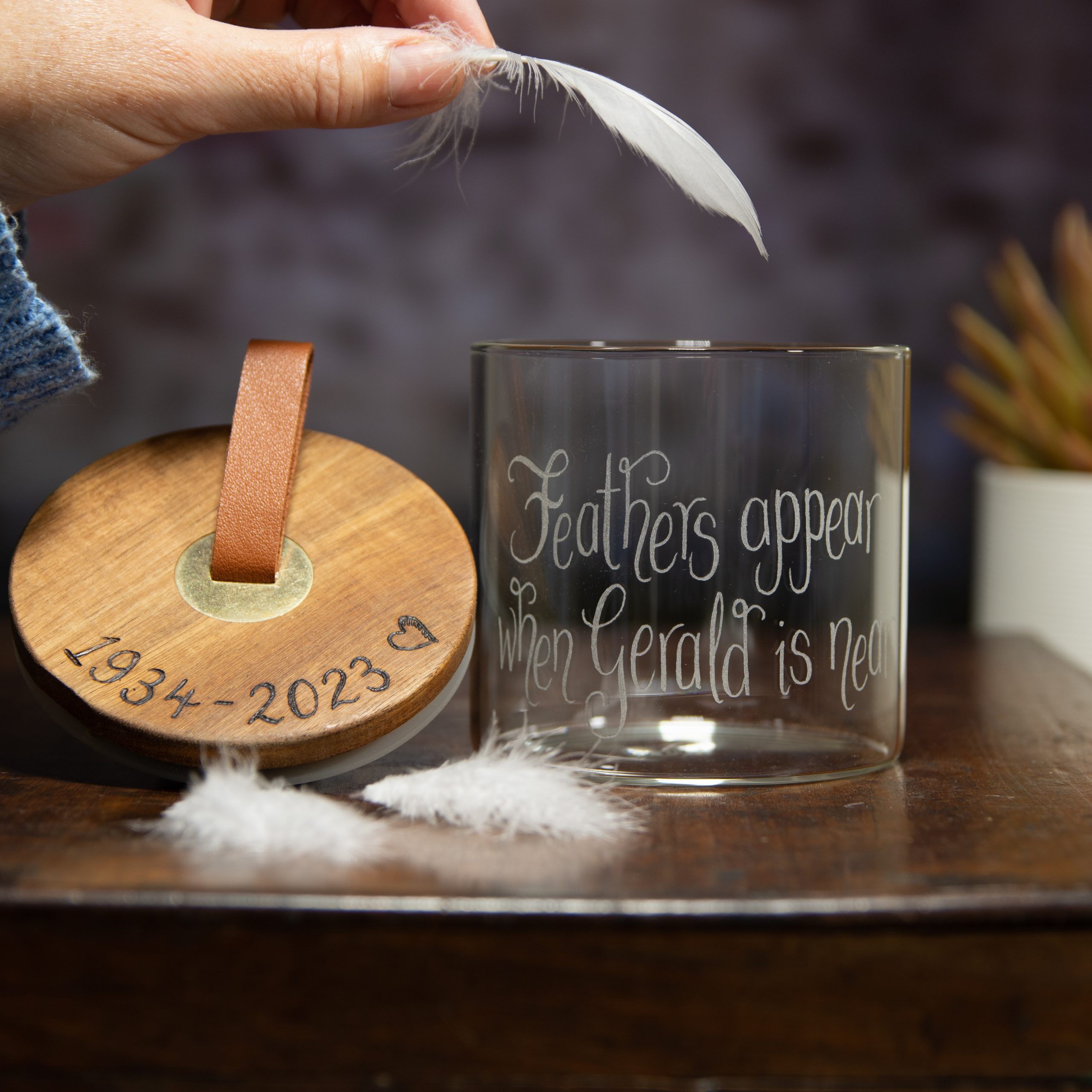 Personalised Feather Collecting Jar - Cove Calligraphy